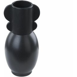 Beliani - Blumenvase Schwarz Keramik 29 cm Handgemacht Breite Öffnung Bauchige Form Deko Accessoires für Wohnzimmer Schlafzimmer Flur Eingangsbereich