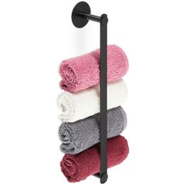Handtuchhalter, selbstklebend, Edelstahl, hbt: 5,5 x 40,5 x 7 cm, Handtuchstange Bad, ohne Bohren, schwarz - Relaxdays