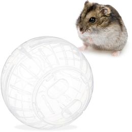 Hamsterball, Laufkugel für Hamster & Mäuse, Bewegung, Nagerspielzeug zum Laufen, Kunststoff, 14cm, transparent - Relaxdays