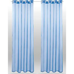 Bestlivings - Transparente Blaue Gardine mit Ösen 2er Pack (B140 x L145), viele Varianten erhältlich - Blau