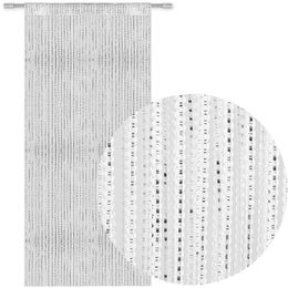 Bestlivings Fadenvorhang Lurex-Optik weiß, Auswahl: Stangendurchzug 90 x 250 cm - Weiß