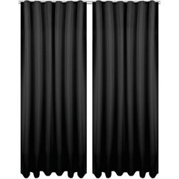 Bestlivings Dekoschal Ellen mit Universalband 2er Pack inkl. Raffhalter & Raffhaken, Größe: 140 x 245cm, Farbe: schwarz - black - Schwarz