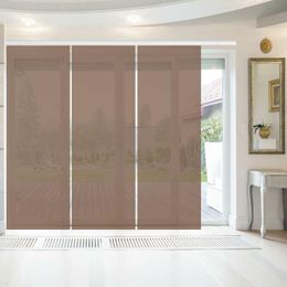 Bestlivings Flächenvorhang Elena 3er Pack (b x h) 60 x 260 cm Dunkelbraun, transparenter einfarbiger Schiebevorhang, in vielen Farben - Dunkelbraun