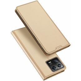 MARKENLOS Buch Tasche kompatibel mit Xiaomi 13 Pro Hülle Etui Brieftasche Schutzhülle mit Standfunktion, Kartenfach Gold