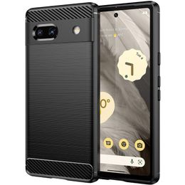 MARKENLOS Carbon Case kompatibel mit Motorola Moto G42 flexible Silikon-Carbon-Hülle schwarz - Schwarz