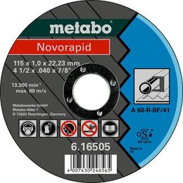 Novorapid 115 x 1,0 x 22,23 mm, Stahl, Trennscheibe, Form 41 (616505000) - Metabo