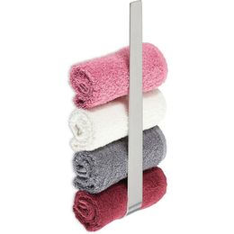 Handtuchhalter ohne Bohren, Edelstahl, 36 cm, selbstklebende Handtuchstange, Gästehandtuchhalter Bad, silber - Relaxdays