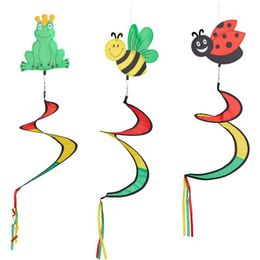 Windspiel Spirale, 3er Set, Tiermotive, Deko-Windspiel für draußen, hängend, Windfahne Garten & Balkon, bunt - Relaxdays