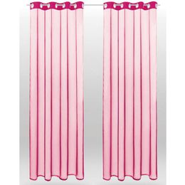 Bestlivings - Transparente Pinke Gardine mit Ösen 2er Pack (B140 x L175), viele Varianten erhältlich - Pink
