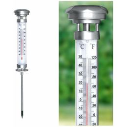 BURI Solar Gartenthermometer beleuchtet Außenthermometer Solarlampe Solarthermometer