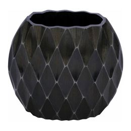 Spetebo - Aluminium Blumenvase schwarz - oval / 17 cm - Alu Tisch Deko Blumen Vase Metall