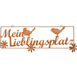 Spetebo - Rost Gartenschild zum Hängen 54 cm - Mein Lieblingsplatz - Metall Gartendeko mit Schriftzug - Edelrost Spruchtafel Garten Deko Schild
