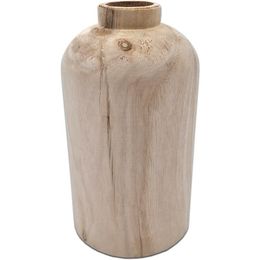 Spetebo - Design Holz Blumen Vase natur - klein / 21 cm - Holzvase Flasche naturbelassen