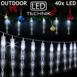 Deuba Led Lichterkette Eiszapfen Eisregen Innen Außen Weihnachtsbeleuchtung 10 Eiszapfen x 4 LEDs Kaltweiß
