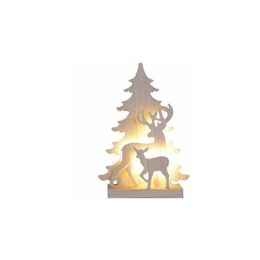 Led Holzsilhouette Wald 41 x 29 cm warmweiß mit Timer Figuren - TrendLine