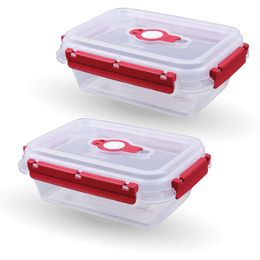 Bestlivings Frischhaltedosen für Lebensmittel ( 0,9 l ) - 2er Pack Rot - Vorratsdose luftdicht, Aufbewahrungsbox Meal Prep Box, Lunchbox, bpa Frei - Rot