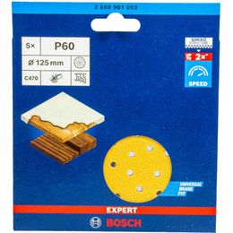 Expert Schleifblatt C470, ø 125 mm, Multilochung, P40 - P400, 5er Pack, Holz & Farbe - Bosch