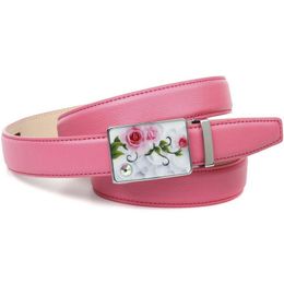 Anthoni Crown Ledergürtel stilvoll in rosa mit silberfarbener Schließe, rosa