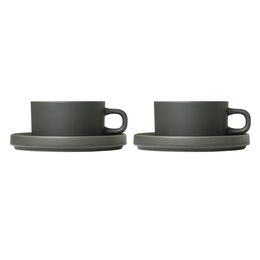 Blomus - Pilar Teetasse mit Untertasse, agave green (4er-Set)