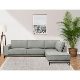 Places of Style Ecksofa Casina, L-Form, mit abgerundeter Ottomane, in einem weichen Chenille-Stoff, grau