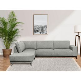 Places of Style Ecksofa Casina, L-Form, mit abgerundeter Ottomane, in einem weichen Chenille-Stoff, grau