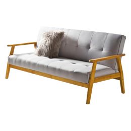 Salesfever Schlafsofa Webstoff Gestell aus Massivholz 190x85x81 cm Hellgrau