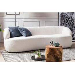 Salesfever Nierensofa 3-Sitzer Bouclé Stoff Weiß 220x93x70 cm