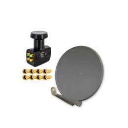 PremiumX Antenne DELUXE80 Alu 80cm Schüssel + LNB Quad + 8 x 7mm F-Stecker SAT-Antenne