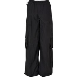 Urban Classics Ladies Wide Crinkle Nylon Cargo Pants Cargohose schwarz in S
