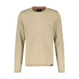 Lerros Herren Lerros Strickpullover &raquo;Lerros Rundhalspullover, Flachstrick&laquo; beige S