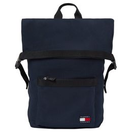 Tommy Jeans Cityrucksack TJM DAILY ROLLTOP BACKPACK, Freizeitrucksack Freizeit-Bag Schulrucksack Recycelte Materialien, blau