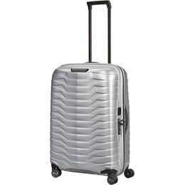 Samsonite Hartschalen-Trolley Proxis, 69 cm, 4 Rollen, Reisekoffer Aufgabegepäck TSA-Zahlenschloss Made in Europe, silberfarben