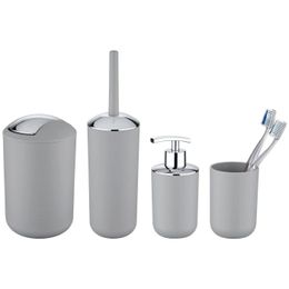 Wenko Badaccessoire-Set Brasil, Set, 4 tlg., aus bruchsicherem Spezialkunststoff, grau