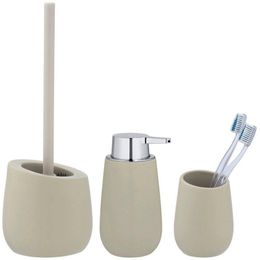 Wenko Badaccessoire-Set Badi, Set, 3 tlg., aus hochwertiger Keramik, beige|braun