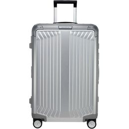 Samsonite Hartschalen-Trolley Lite-Box Alu, 69 cm, 4 Rollen, Reisekoffer Trolley Aufgabegepäck TSA-Zahlenschloss Premium-Aluminium, silberfarben