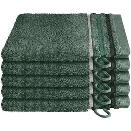Schiesser Waschhandschuh Skyline Color im 5er Set, (5-St), MADE IN GREEN by OEKO-TEX®-zertifiziert, grün