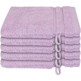 Schiesser Waschhandschuh Schiesser Frottier-Set Milano, 5x Stück, (5-St), mit Webbordüre, rosa