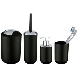 Wenko Badaccessoire-Set Brasil, Set, 4 tlg., aus bruchsicherem Spezialkunststoff, schwarz