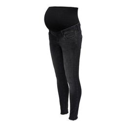 Only Maternity Umstandsjeans OLMBLUSH MID SK ANK RW DNM REABOX NOOS mit Destroyed Effekt, schwarz