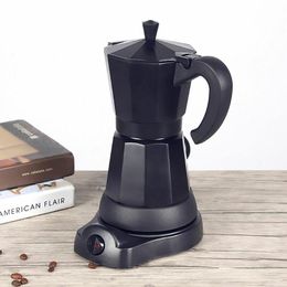 300-ml Elektrische Mokka Kanne Kaffeemaschine Filterkaffeemaschine Kaffeefilter Espressokocher 6 Tassen Schwarz Alu