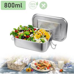 VINGO - Edelstahl Brotdose,Nachhaltige Lunchbox für Büro Schule Picknick,800ml - Silber