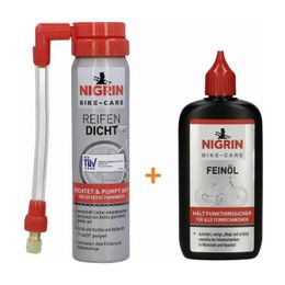 Nigrin Reparatur Set Fahrrad Pannenspray inkl. Bike Care Feinöl