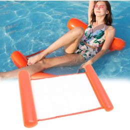 Aufblasbares Wasserliege Schwimmbett Wasser-Hängematte 4-in-1 Loungesessel Pool Lounge luftmatratze hängematte Orange - VINGO