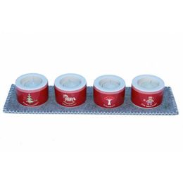 Adelheid - 4 weihnachtliche Teelichthalter mit Filzdeckchen