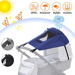 Sonnensegel für Kinderwagen, Sonnenverdeck, uv Schutz 50+, Wasserdicht, Universal Staubdicht Winddicht Kinderwagen Sonnensegel Marineblau - Swanew