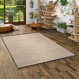 Pergamon Jute Natur Ethno Style Teppich Origin Beige Schwarz Verlauf - 80x150 cm