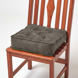 Homescapes - Sitzkissen taupe-grau - Sitzerhöhung/Stuhlkissen 40 x 40 cm mit Velours-Bezug - Taupe-Grau