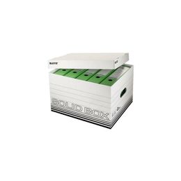 Leitz Archivbox Solid l 34,6 x 30,5 x 45 cm (b x h x t) din A4 mit Archivdruck Wellpappe 100 % recycelt weiß/schwarz