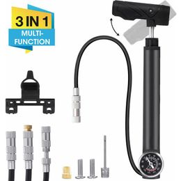 3 in 1 Mini Fahrradpumpe leichte Handpumpe mit Manometer kompakt schnell und einfach zu bedienen Fantablau