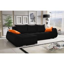 Ecksofa Sofa kleo mit Schlaffunktion Schwarz Ottomane Links